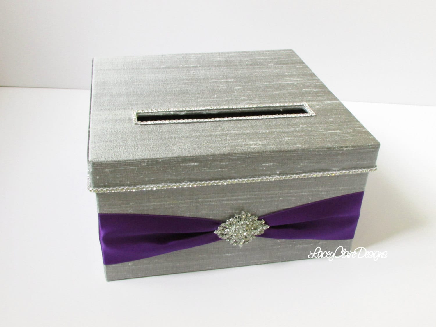 Wedding Card Box, Money Holder, Silver and Purple Card Box, Card Box ...