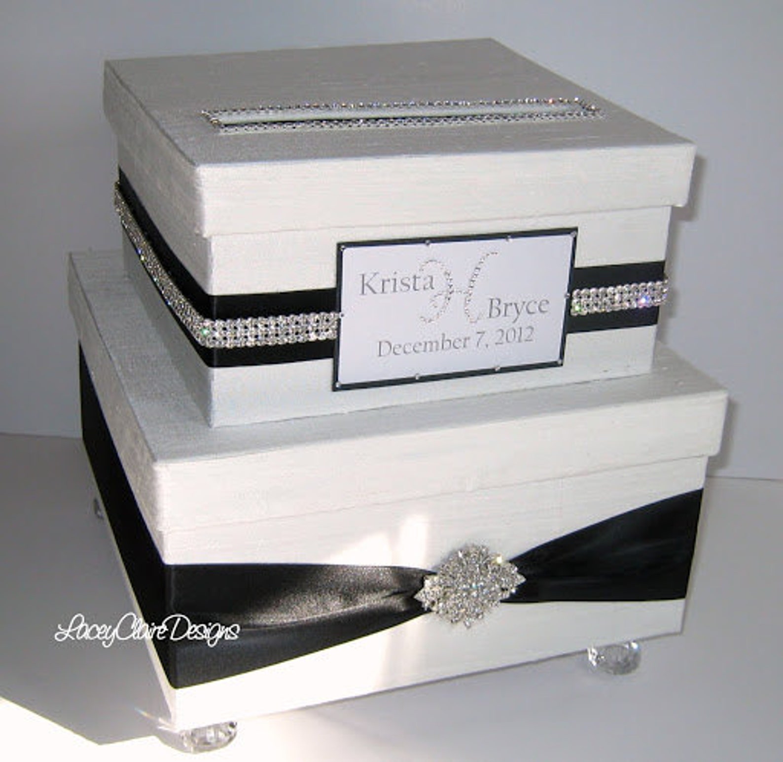 Wedding Card Box Black and White Wedding Box Bling Card Box - Etsy