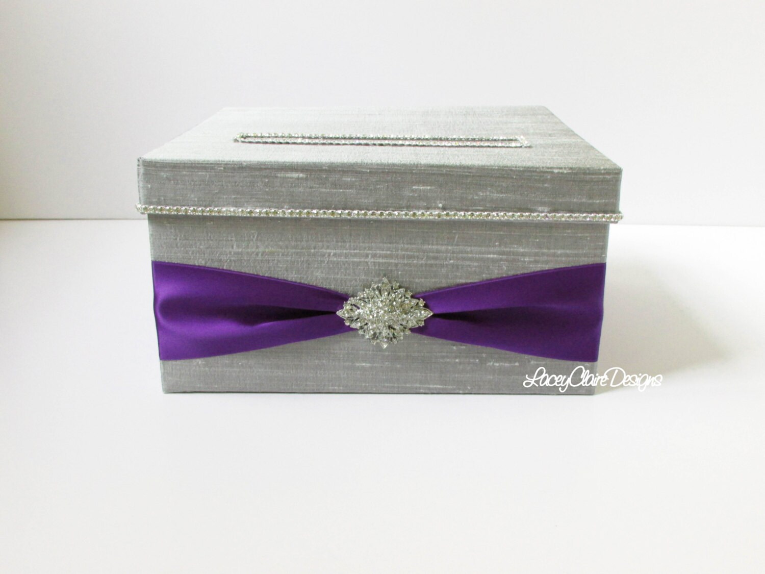 Wedding Card Box, Money Holder, Silver and Purple Card Box, Card Box ...