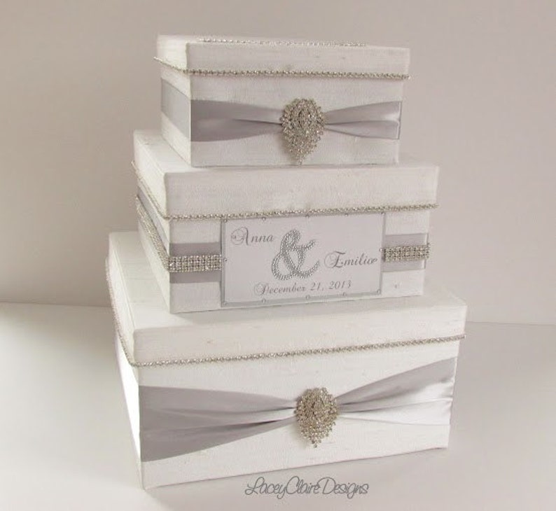 White Wedding Card Box, Box for Wedding Cards, Bling Card Box, Wedding ...