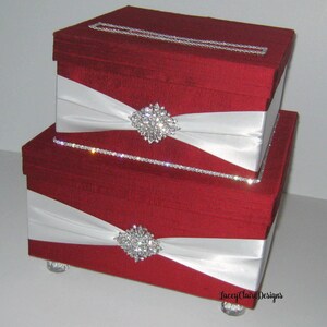 Wedding Card Box, Envelope Box, Reception Card Holder, Red and White ...
