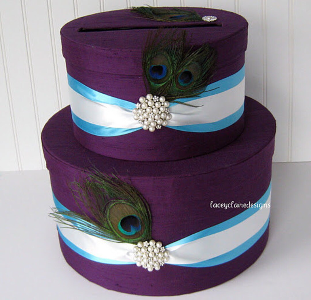 Peacock Wedding Card Box - Handmade and Couture Custom Made - Etsy