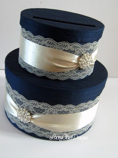 Navy Wedding Card Box Secure Card Holder Money Box Box for | Etsy