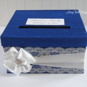 Royal Blue Card Box / Wedding Card Holder / Card Box With Slot / Locked ...