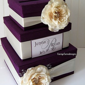 Wedding Card Box Money Box Custom Card Box Plum and Antique - Etsy