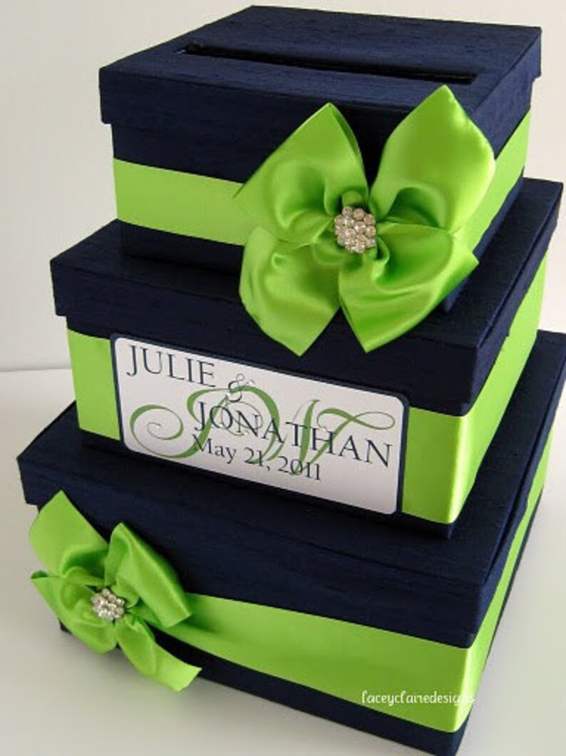 Wedding Card Box Navy Wedding Box Money Holder Personalized - Etsy