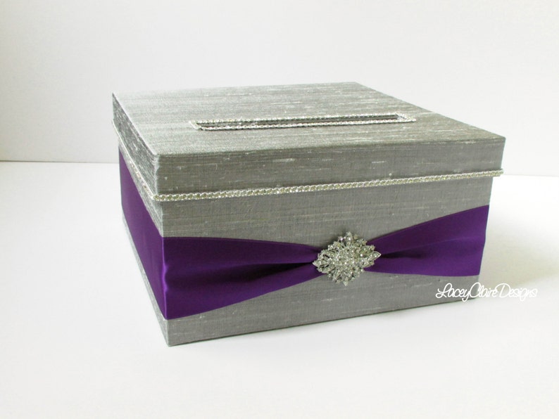Wedding Card Box, Money Holder, Silver and Purple Card Box, Card Box ...