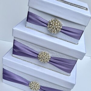 Lilac Wedding Card Box, Bling Card Box, Bridal Card Box, Lace Card Box ...