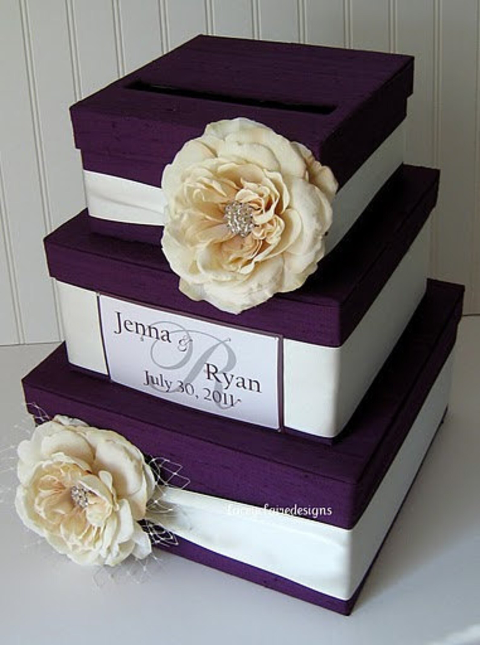 Wedding Card Box Money Box Custom Card Box Plum and Antique | Etsy