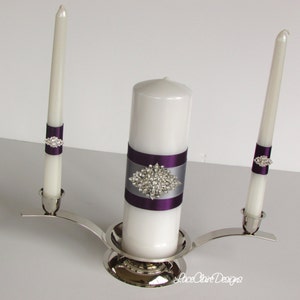 Purple and Silver Unity Candles, Wedding Unity Candles, Catholic ...