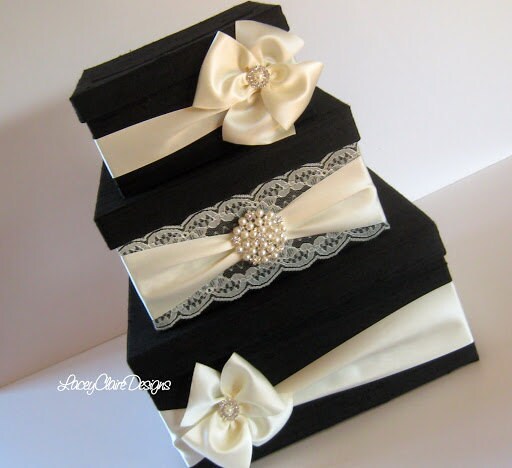 Card Box for Wedding Black and Ivory Card Box Card Holder | Etsy