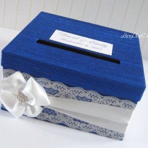 Royal Blue Card Box / Wedding Card Holder / Card Box With Slot / Locked ...