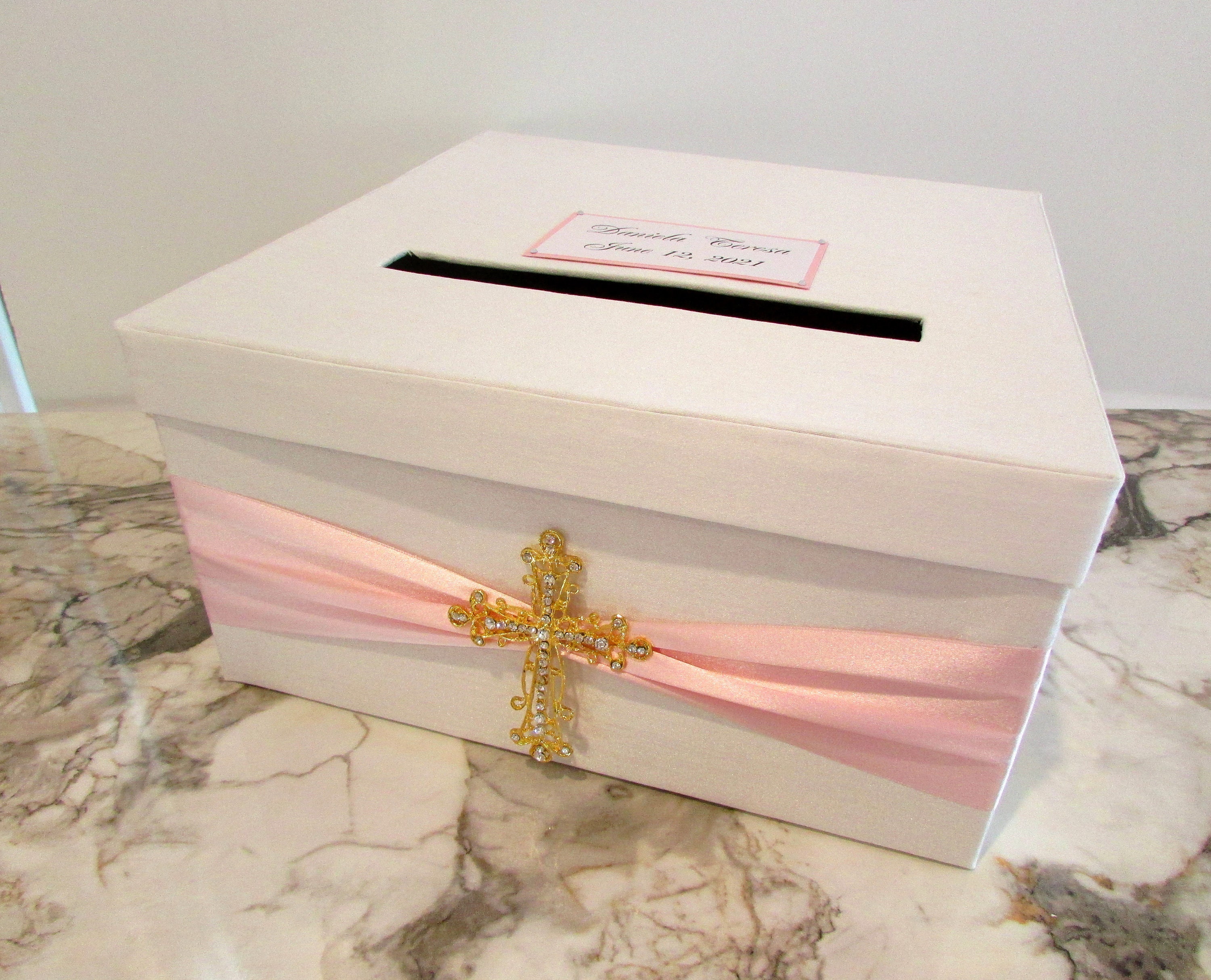 Communion Card Box, Money Holder, Baptism Card Box, Christening Card ...