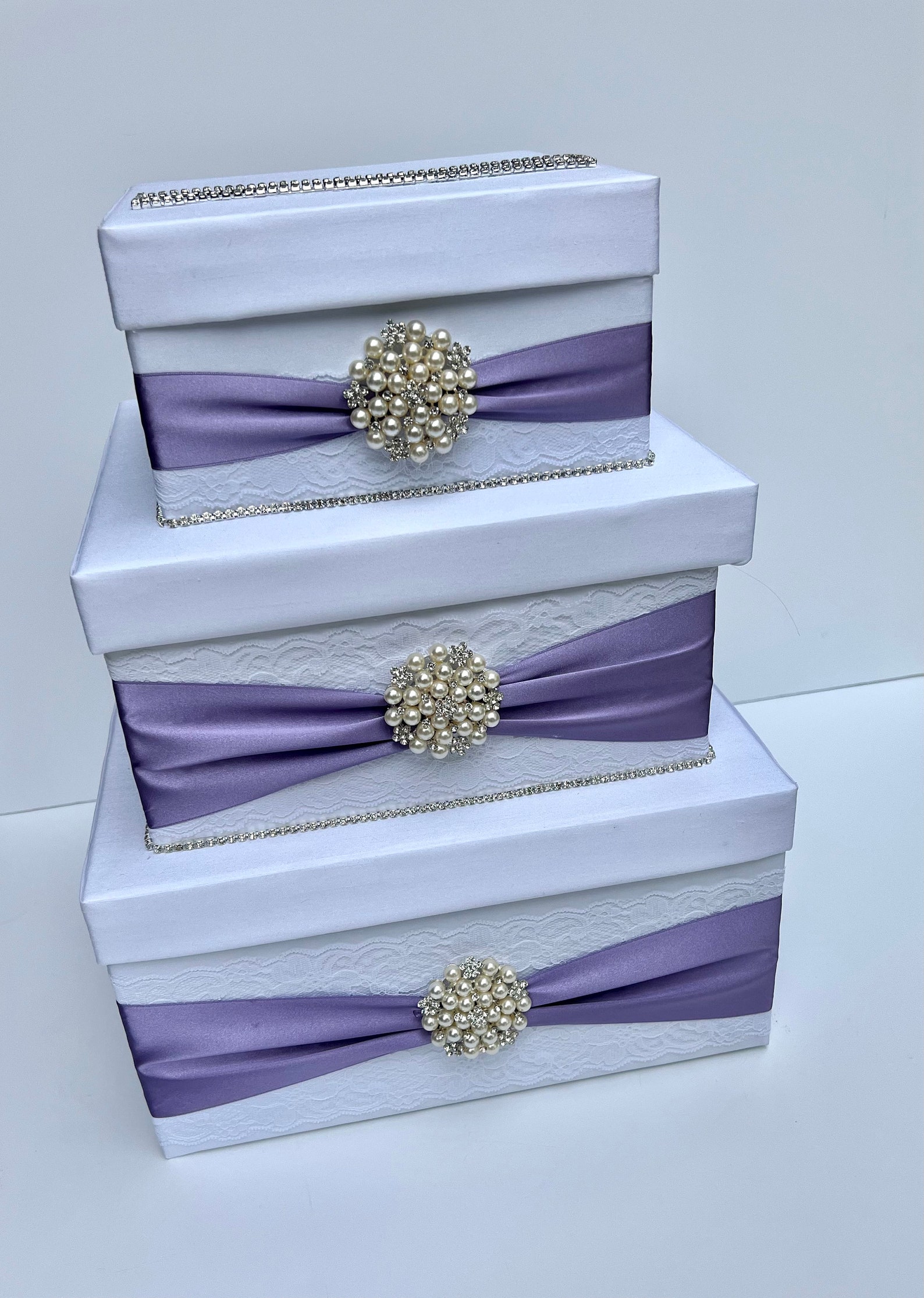 Lilac Wedding Card Box Bling Card Box Bridal Card Box Lace - Etsy