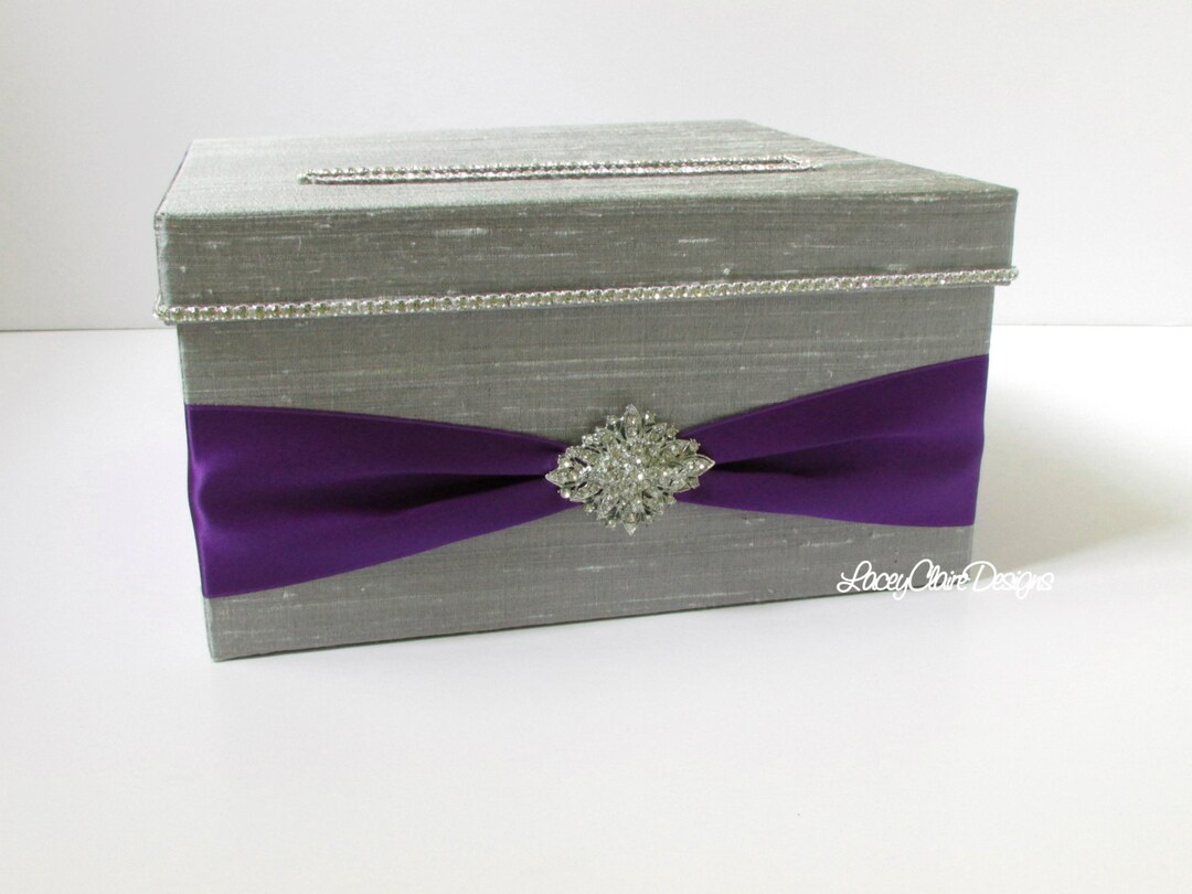 Wedding Card Box, Money Holder, Silver and Purple Card Box, Card Box ...