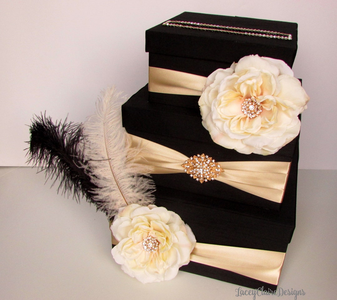 1920's Wedding Card Box, Great Gatsby Event, Birthday Card Box, Black ...