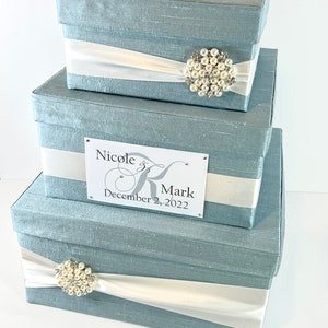 Wedding Card Box, French Blue Card Box Holder, Money Box, Wedding Cards ...