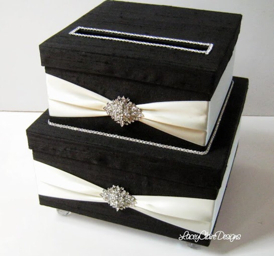 Black and Ivory Wedding Card Box Bling Card Box Rhinestone - Etsy