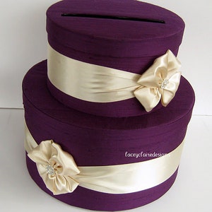 Wedding Card Box Holder Wedding Money Box -plum and Champagne Custom ...