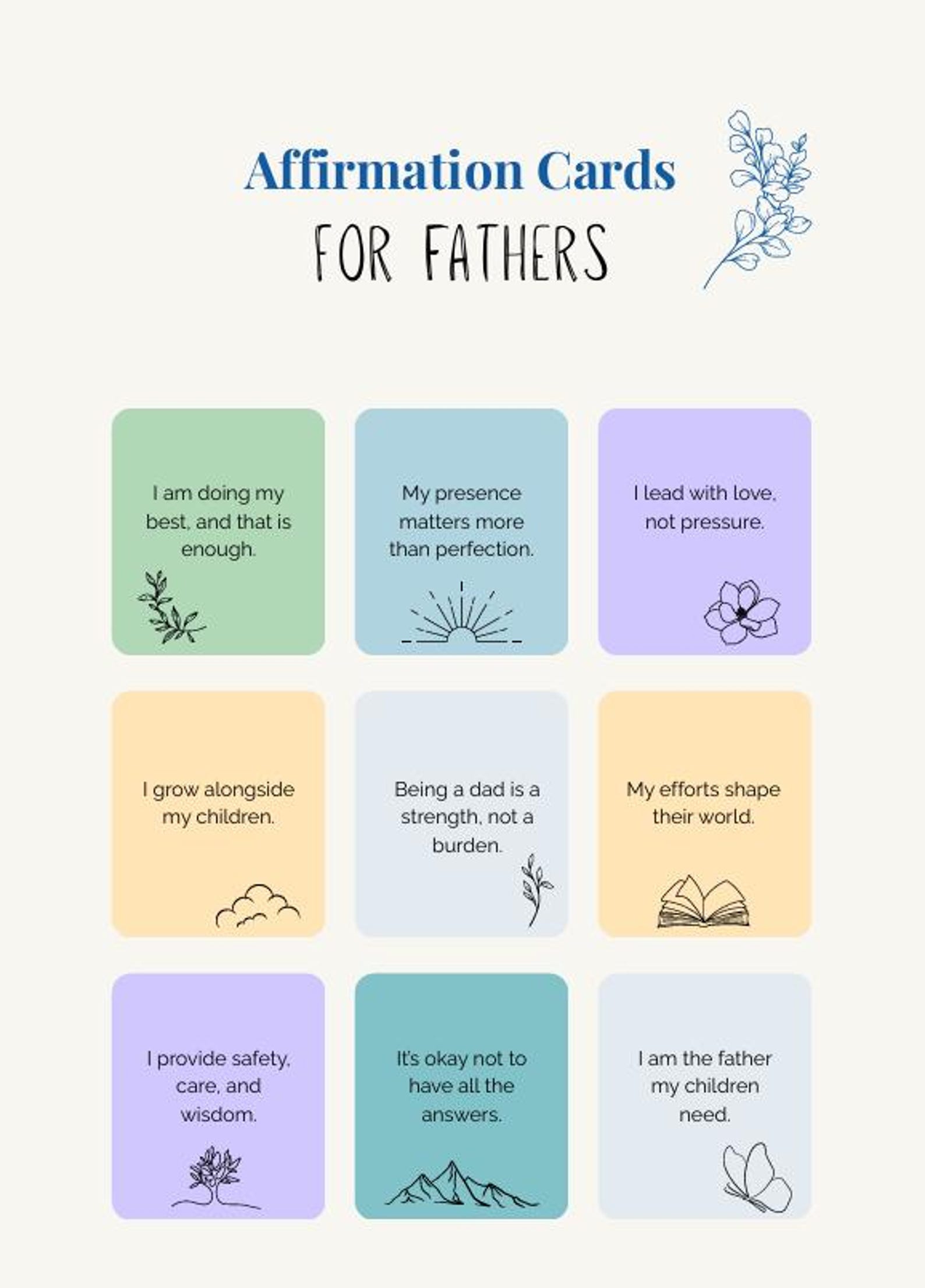 63 Printable Affirmation Cards for Fathers - Father's Day Gift - Daily ...