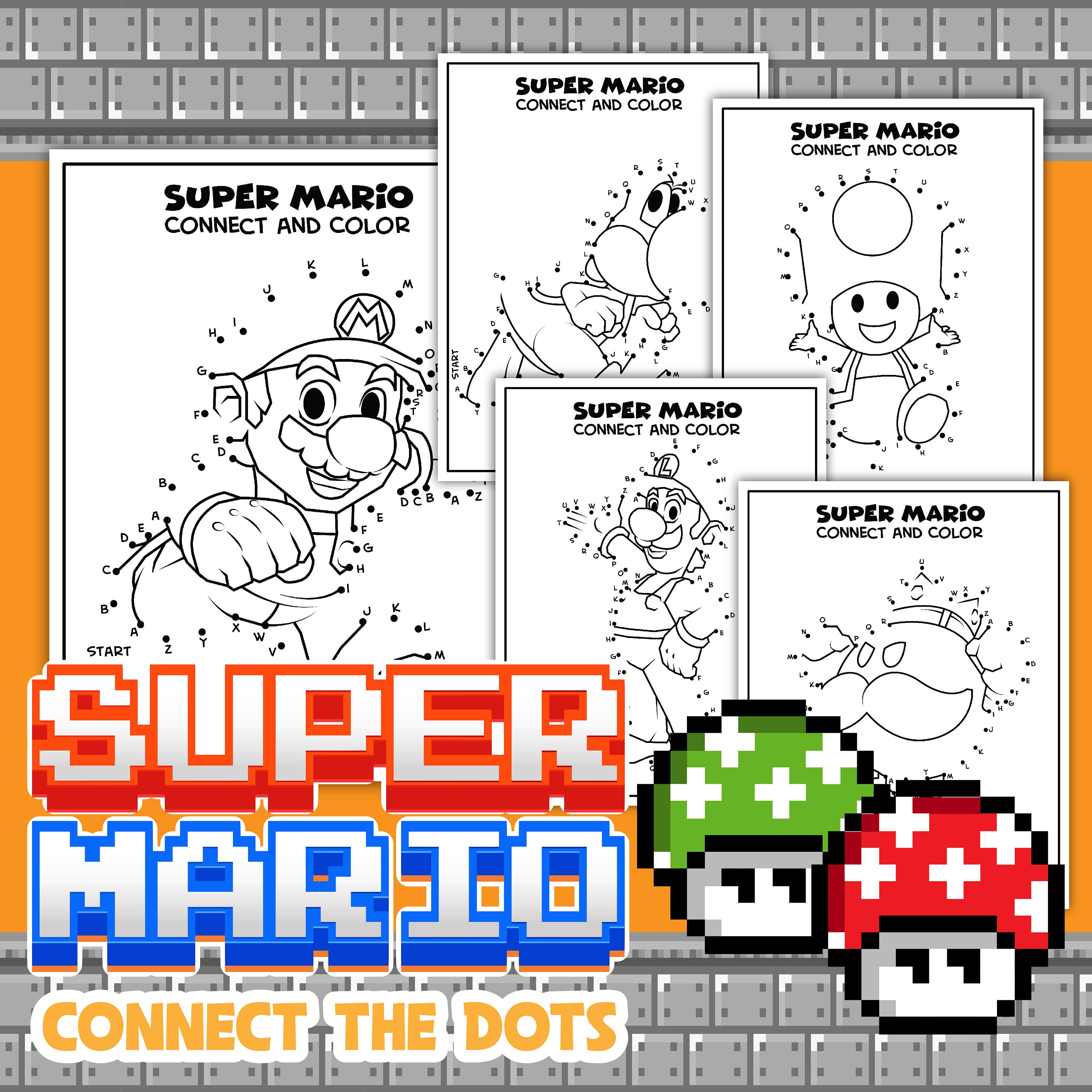 Super Mario Alphabet Dot to Dot Pages - Etsy