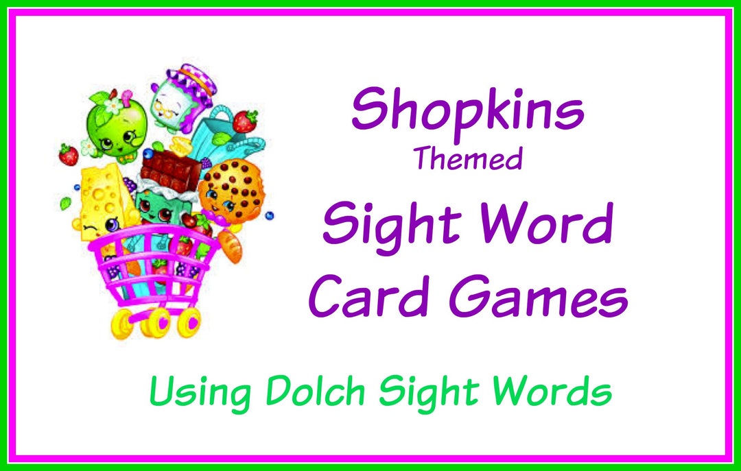 Shopkins Themed Sight Word Card Games - Dolch Sight Words - Etsy