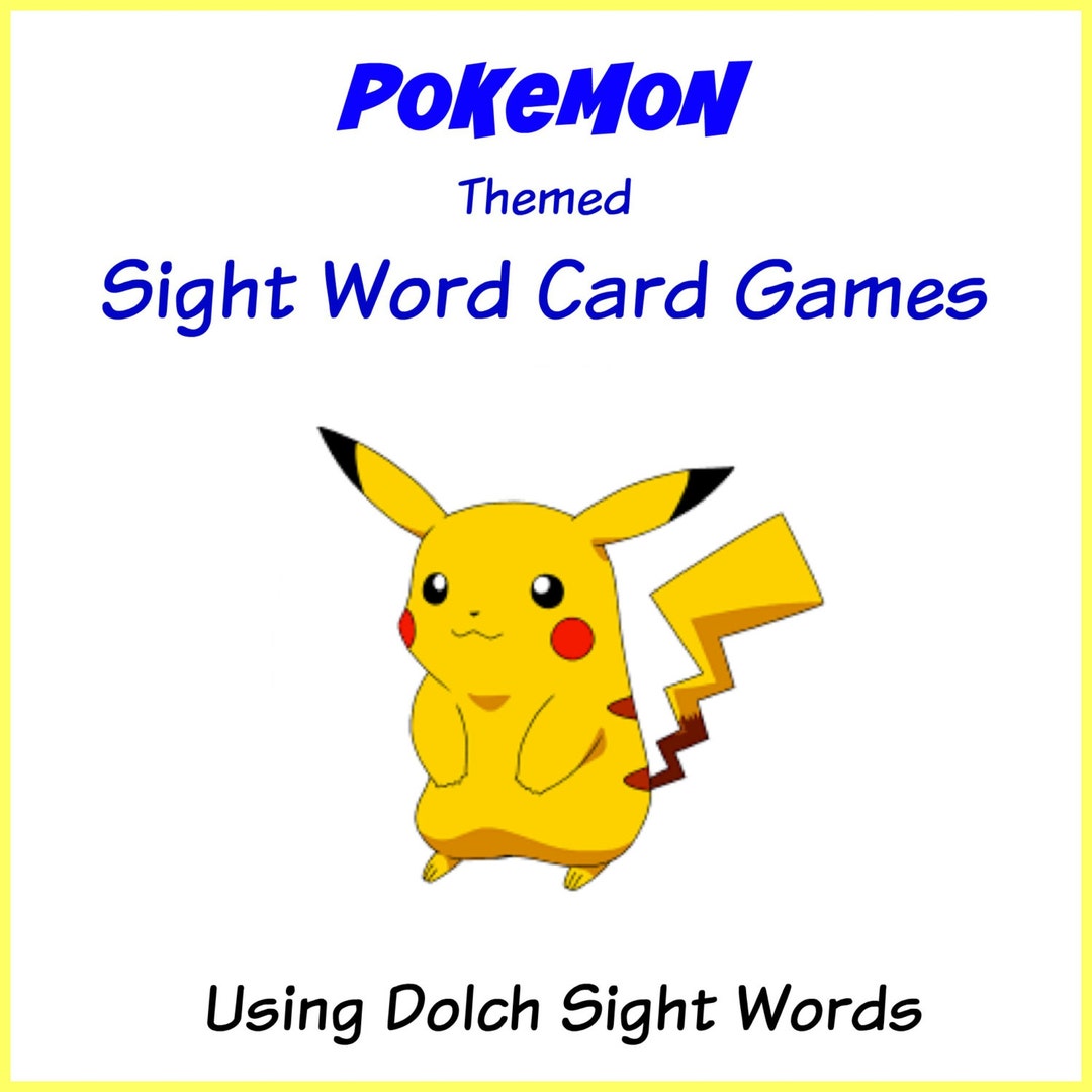 Pokemon Themed Sight Word Card Games - Dolch Sight Words - Etsy