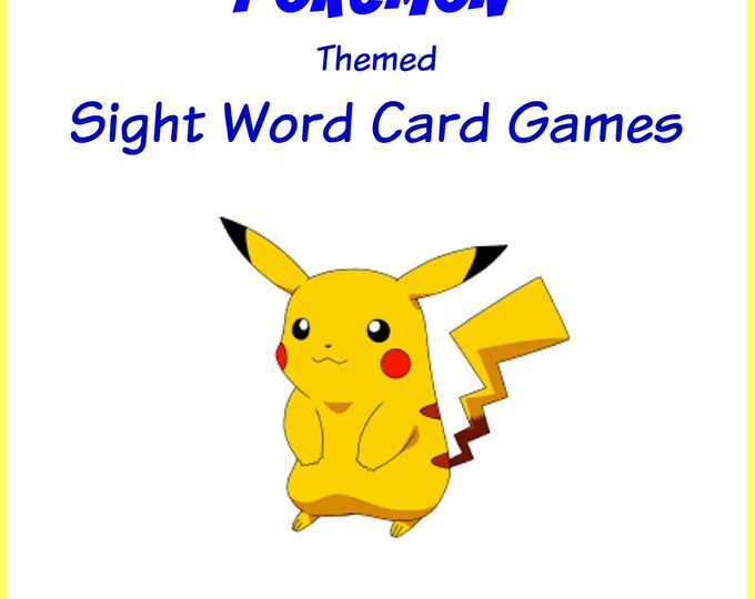 Pokemon Themed Sight Word Card Games Dolch Sight Words - Etsy