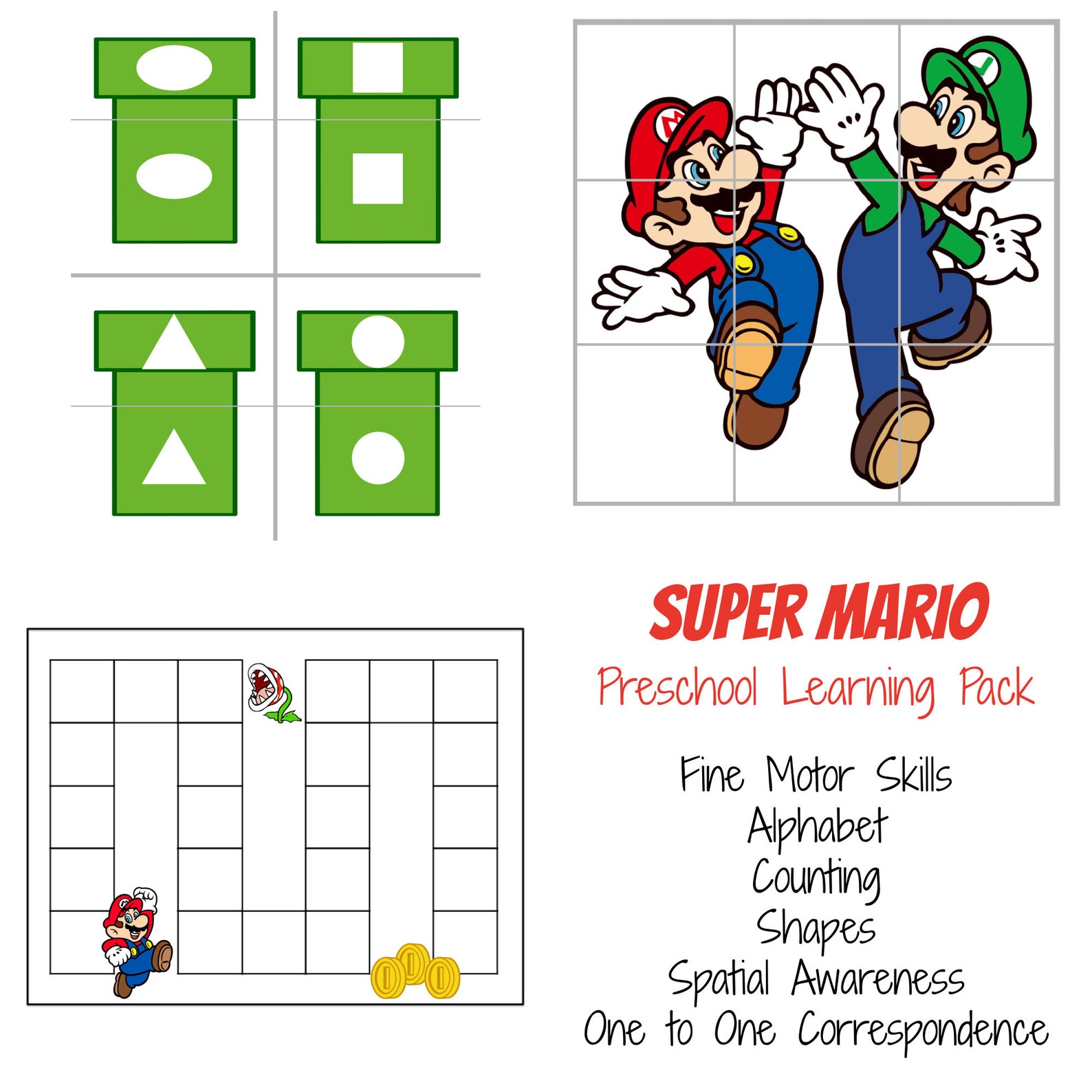 Super Mario Preschool Learning Pack - Etsy