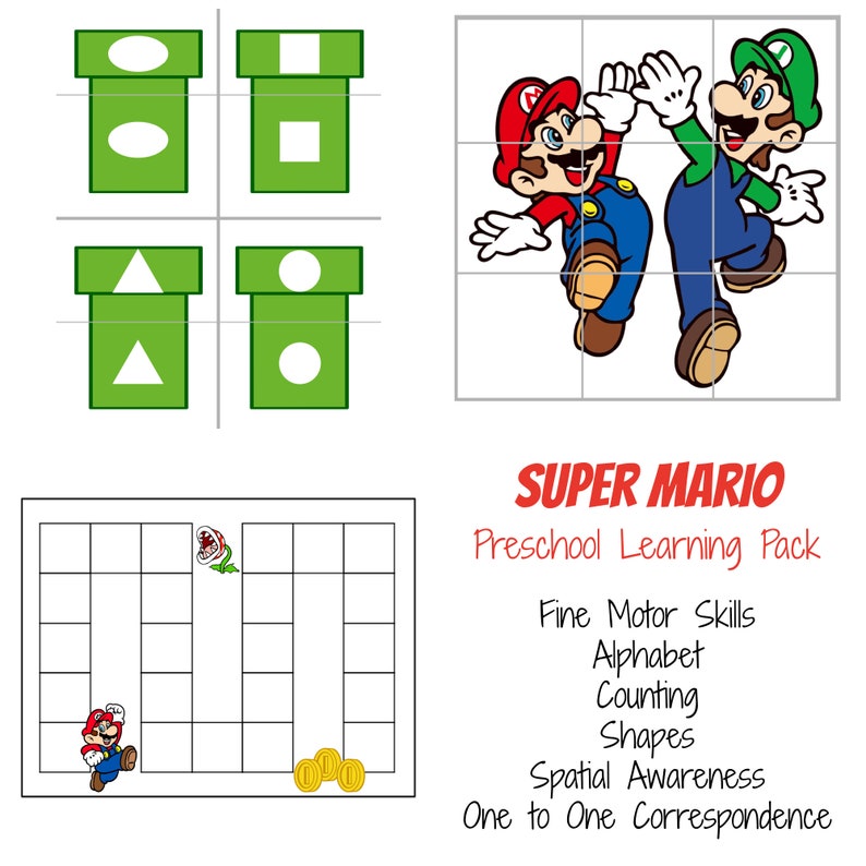 Super Mario Preschool Learning Pack - Etsy
