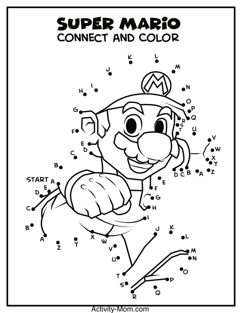 Super Mario Alphabet Dot to Dot Pages - Etsy
