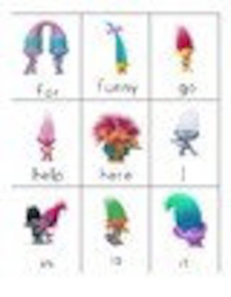 Trolls Themed Sight Word Card Games - Dolch Sight Words - Etsy