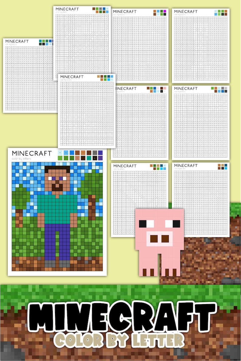 Minecraft Color by Letter Pages - Etsy