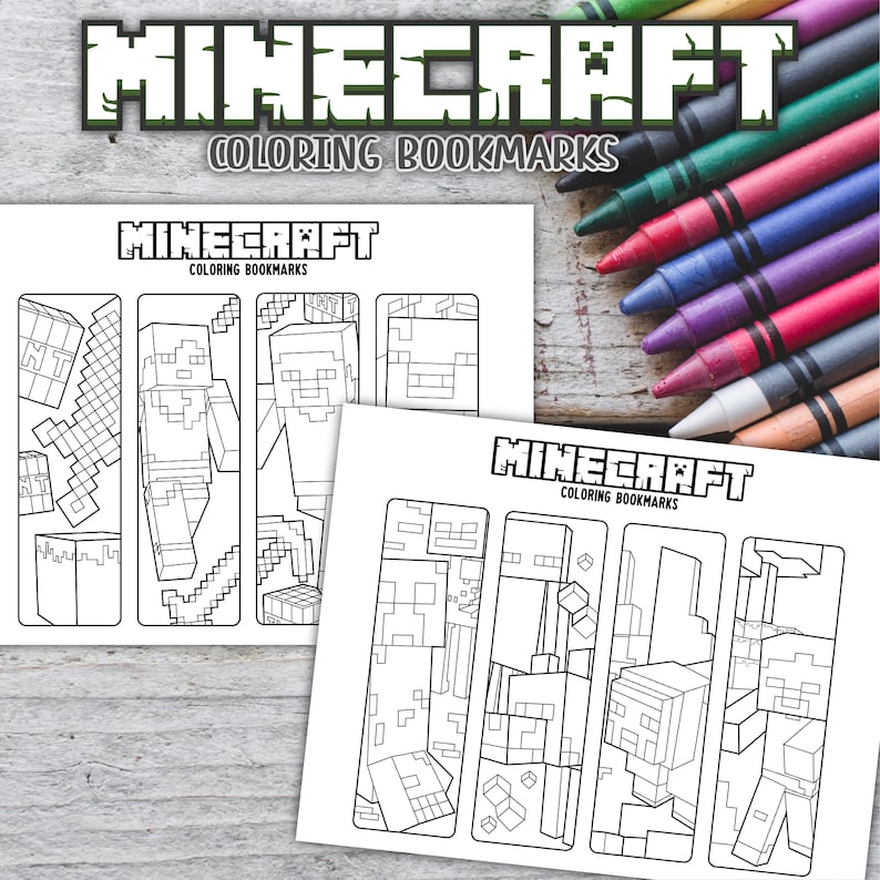 Minecraft Coloring Bookmarks - Etsy