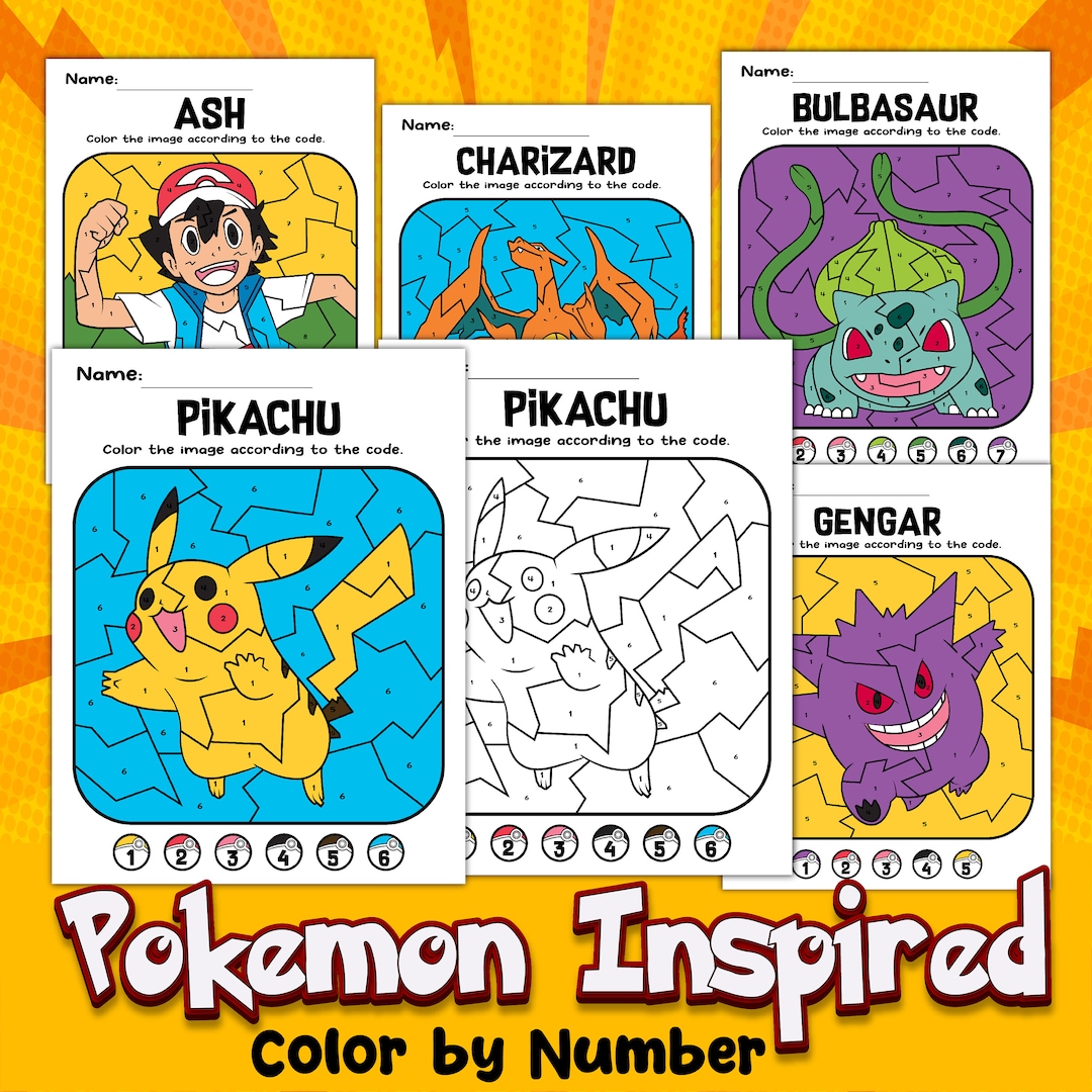 Pokemon Color by Number Pages - Etsy