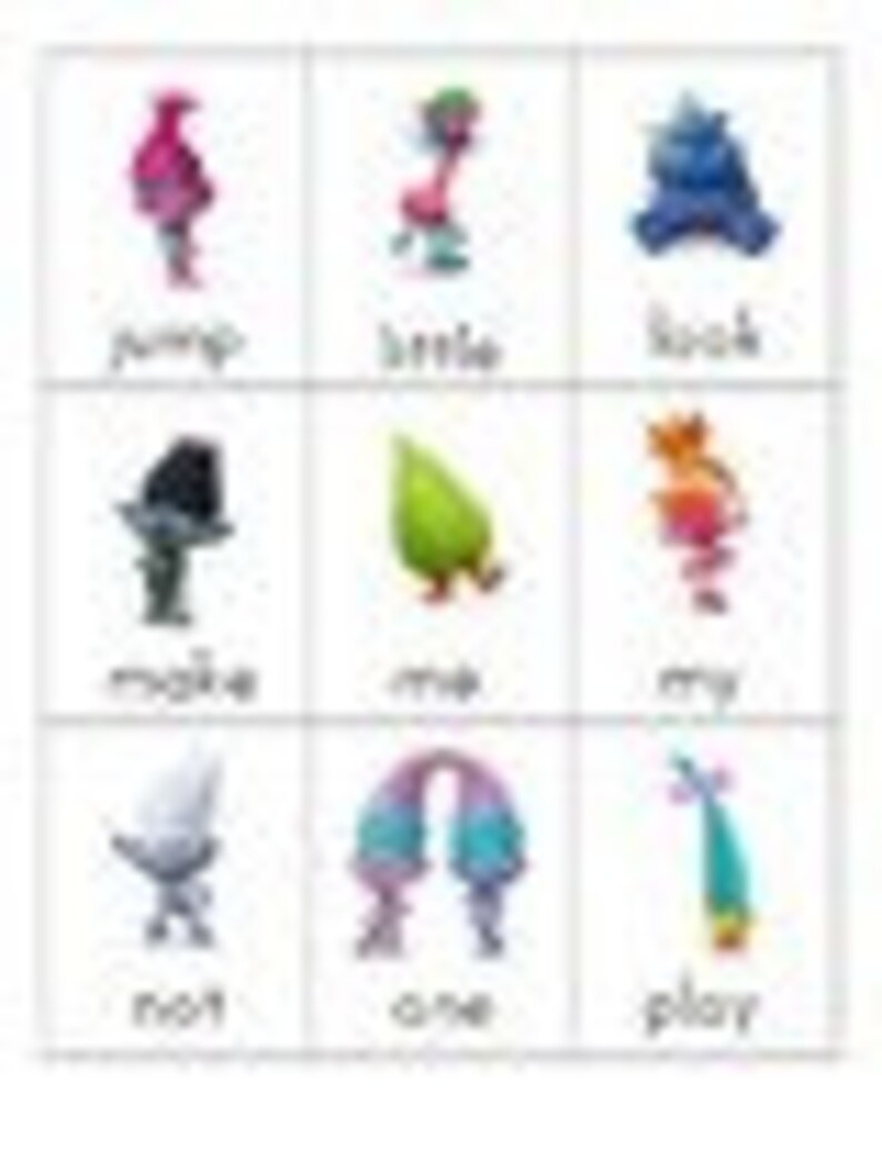 Trolls Themed Sight Word Card Games - Dolch Sight Words - Etsy