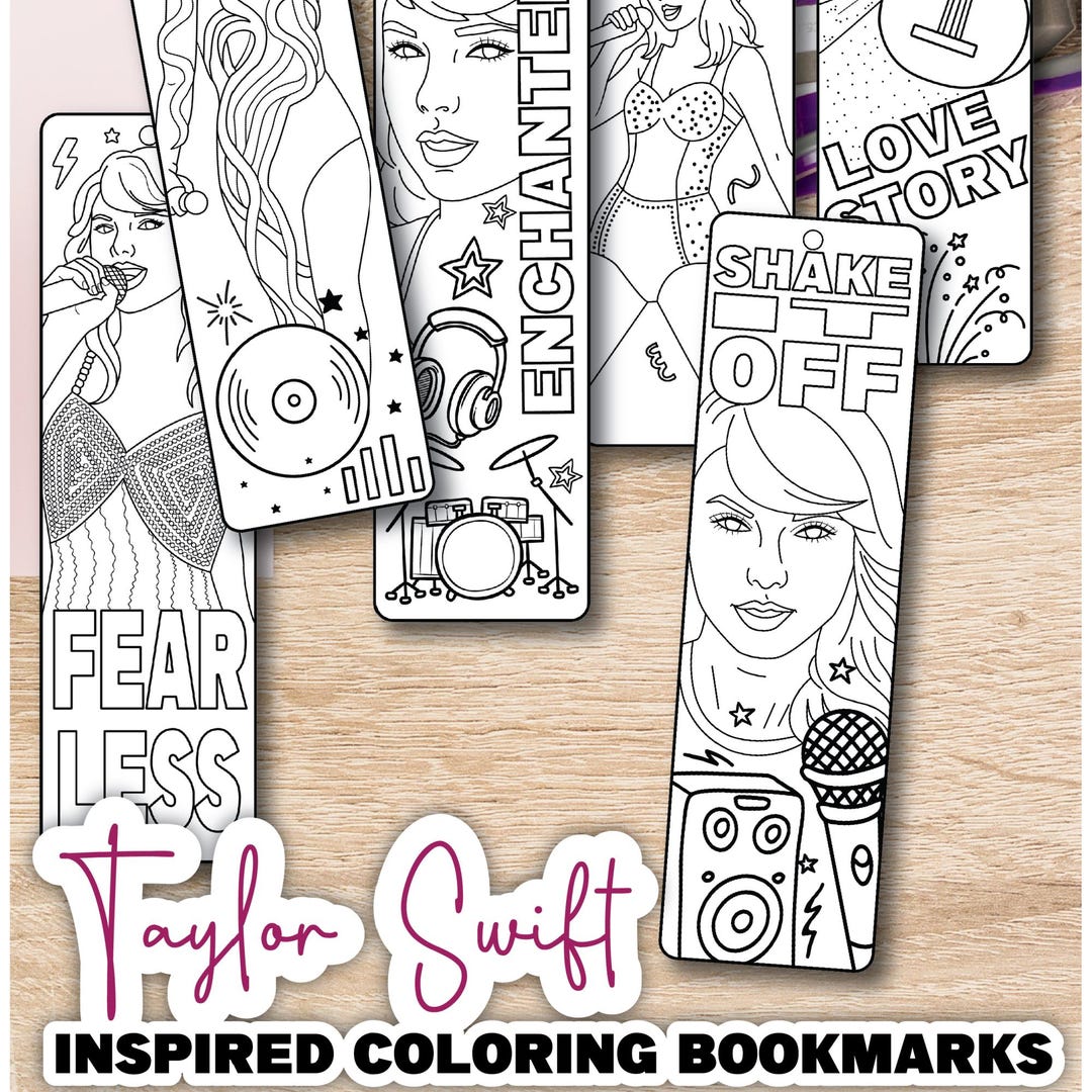 Taylor Swift Inspired Coloring Bookmarks - Etsy