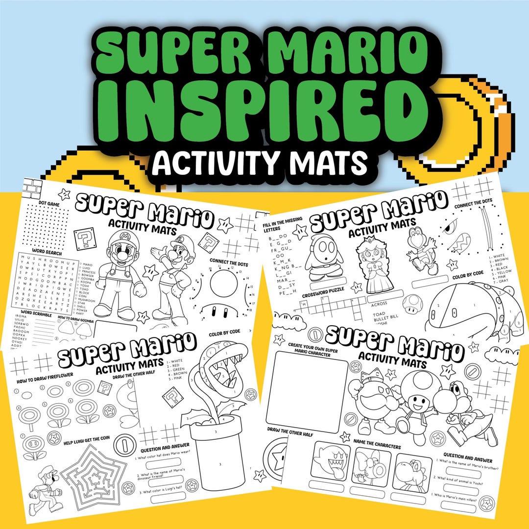 Super Mario Activity Mats - Etsy