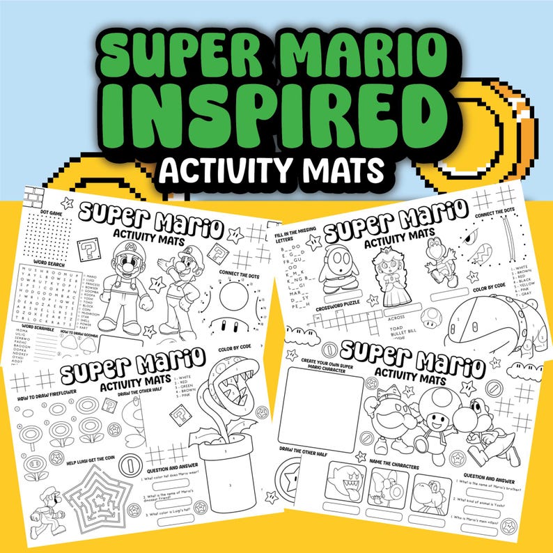 Super Mario Activity Mats - Etsy
