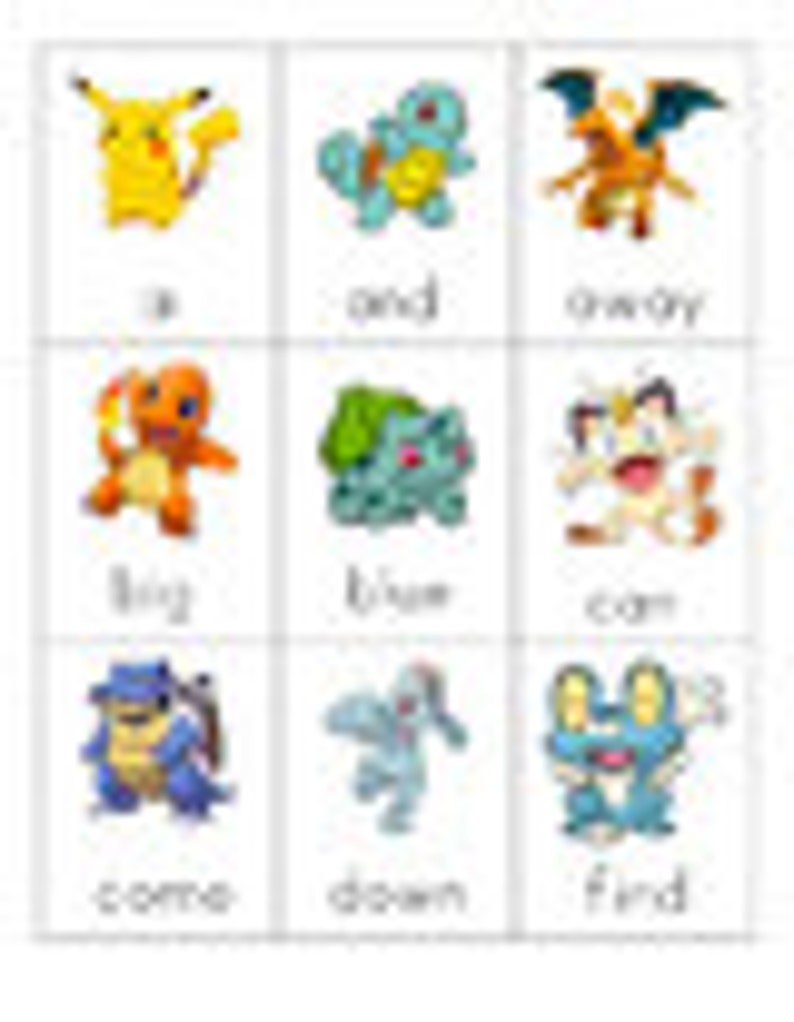 Pokemon Themed Sight Word Card Games - Dolch Sight Words - Etsy