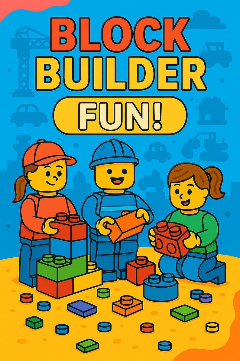 Block Builder Coloring Book – Brick Style Coloring Pages for Kids ...