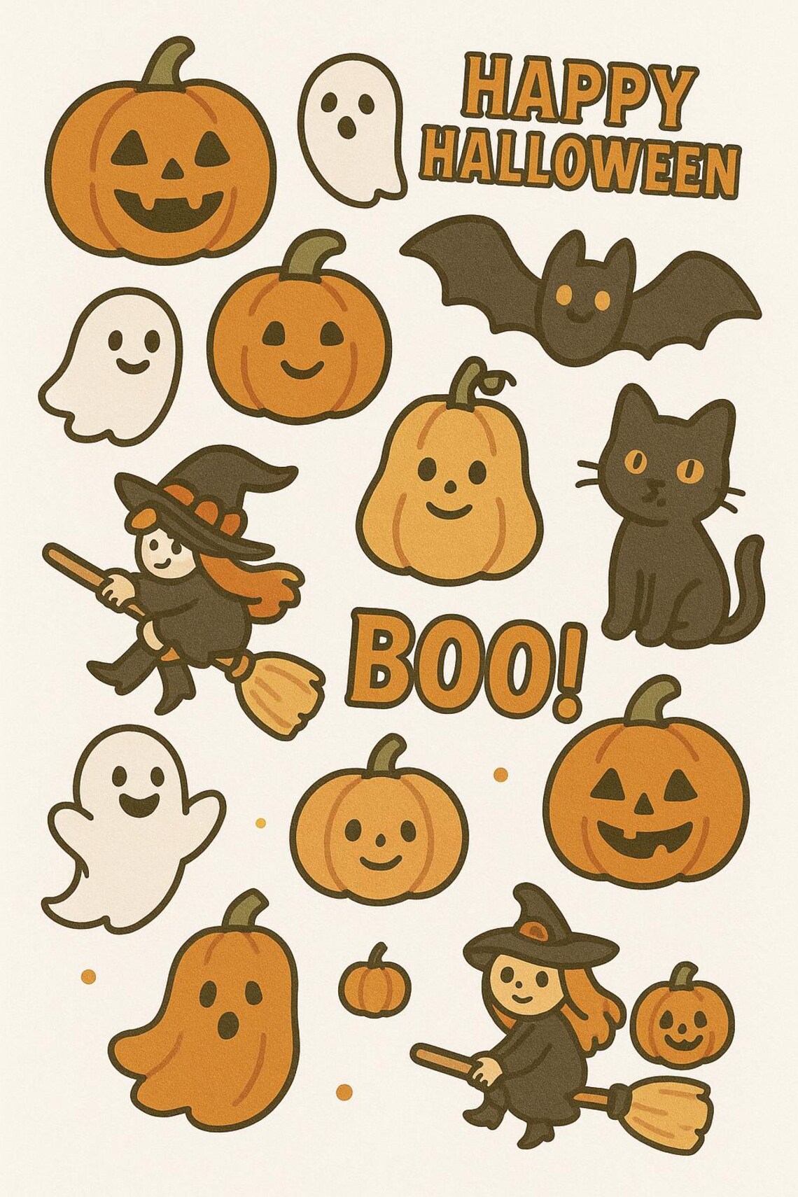 Halloween Sticker Pack | Cute & Vintage Printable Stickers | Kawaii ...