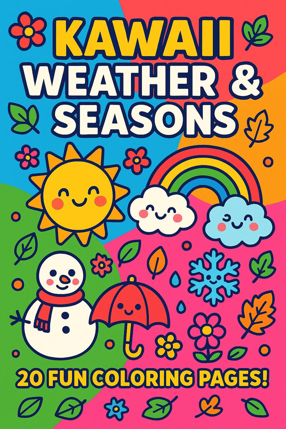 Kawaii Weather Coloring Book – 20 Printable Pages, Fun Kids Activity ...