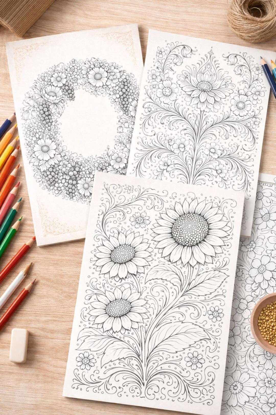 Ukrainian Folk Art Coloring Book, Floral Postcards (digital Download A4 ...
