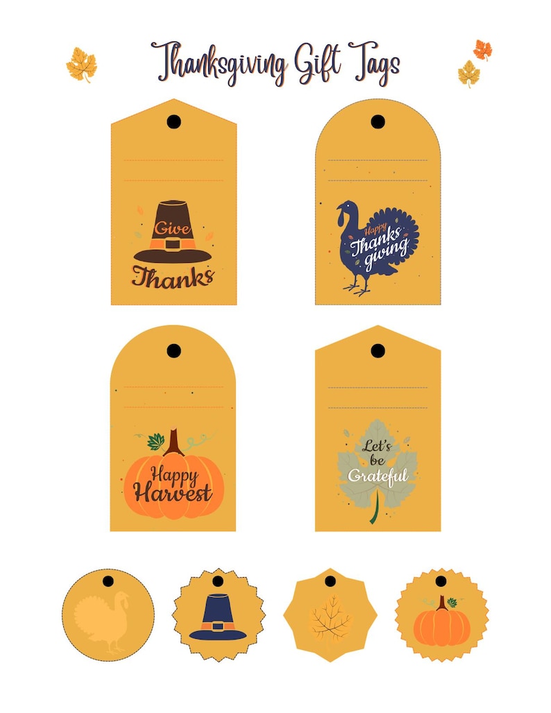 Thanksgiving Gift Tags Printable Set – Fall Autumn Labels | Thank You ...