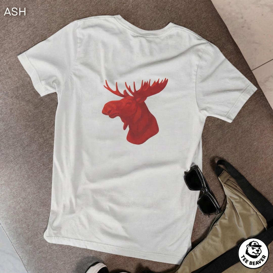 Moose Head Shirt, Red Moose Design, Canadian Wildlife Apparel ...