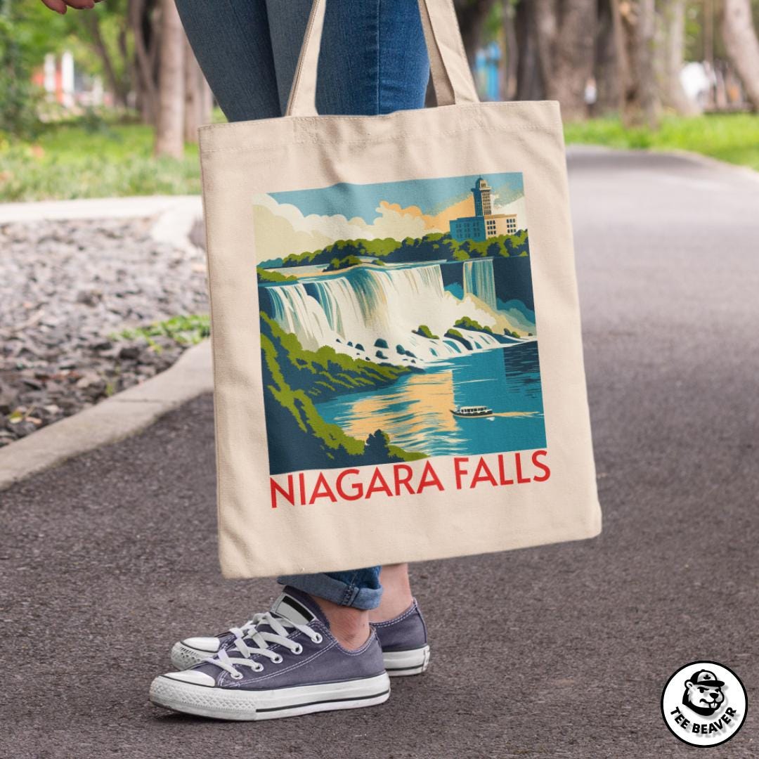 Niagara Falls Tote Bag | Vintage Style 100% Cotton Canvas Souvenir - Etsy