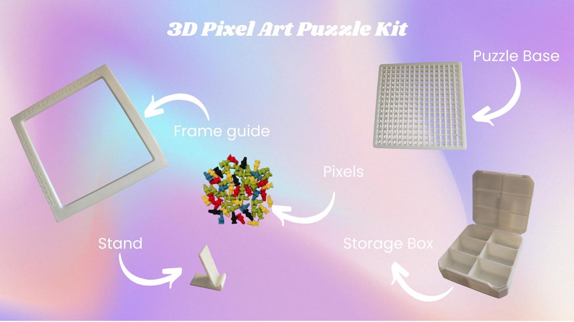 3D Star Pixel Art Puzzle - Etsy