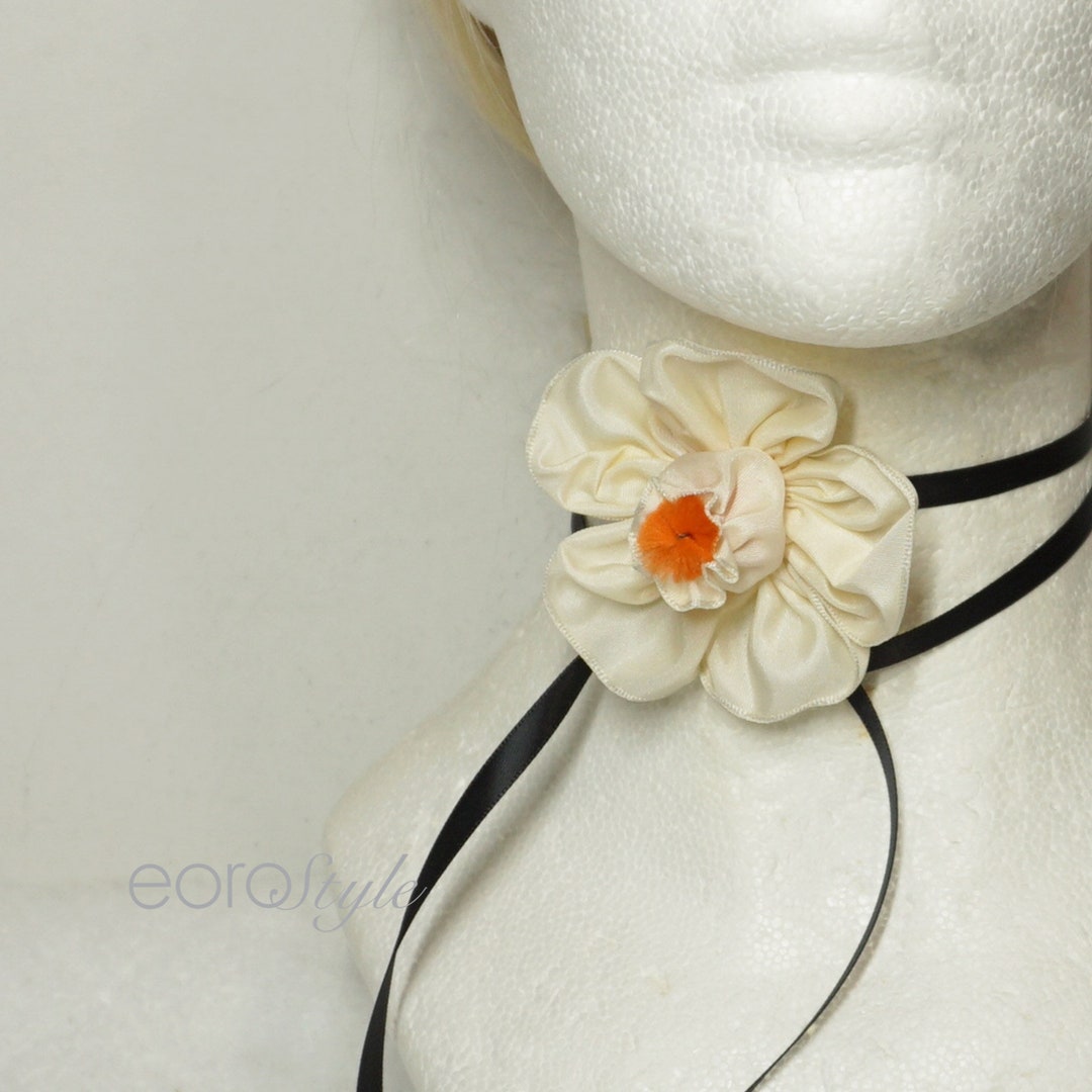 Pink Flower Choker Tie, Boho Choker, Hippie Flower Choker, Fabric ...