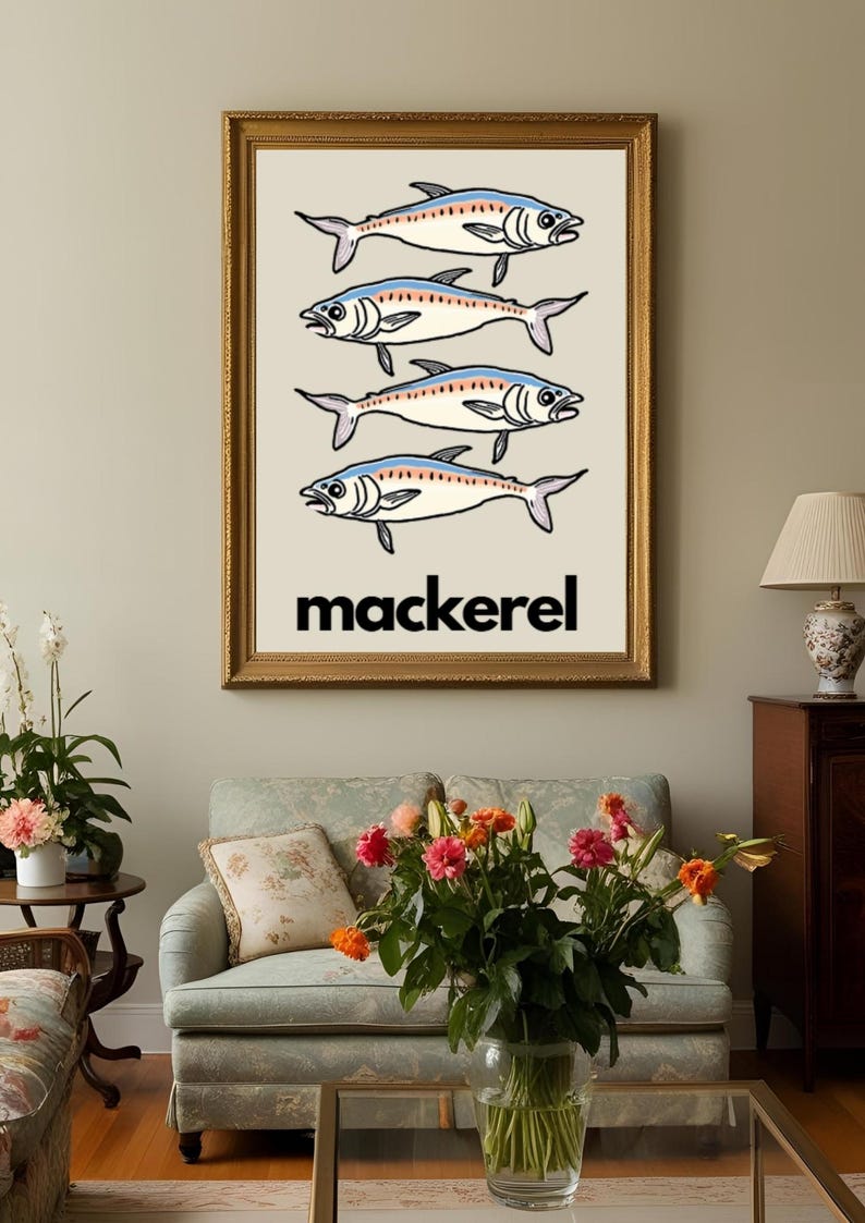 Mackerel Fish Wall Art | Digital Download in A4, A5, 2x3, 3x4, 4x5 - Etsy